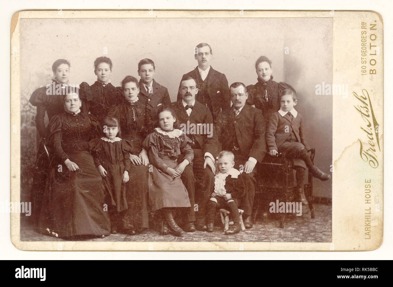 Original late 1890's Victorian Cabinet card of large Victorian family ...