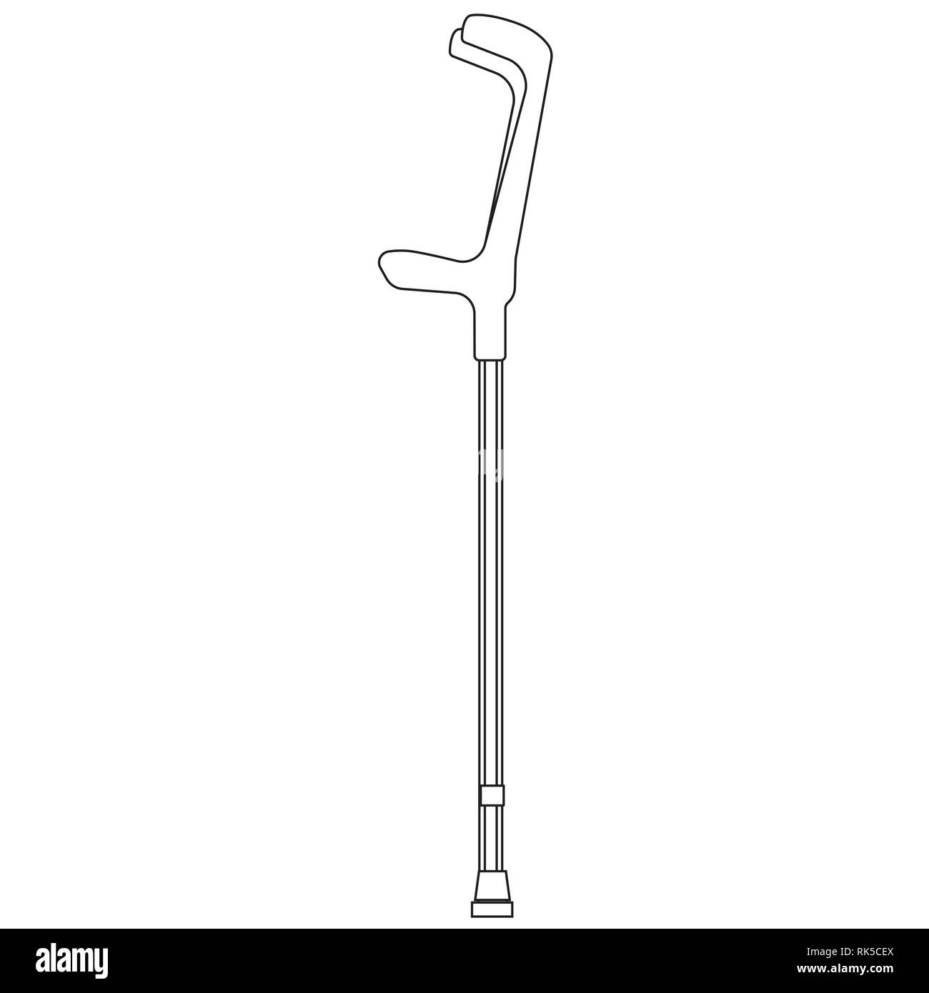 Crutch icon. Vector outline drawing thin line crutches and medical ...