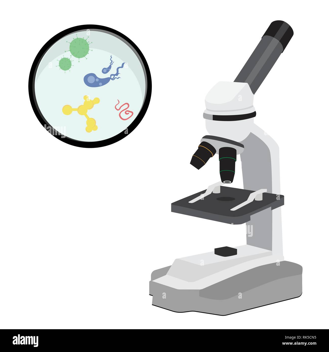 Vector illustration microscope viewing germs, bacteria Stock Vector ...