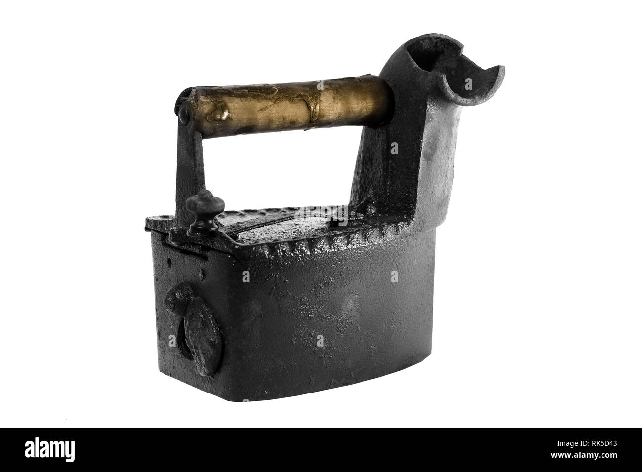 Antique old iron isolated on white background Stock Photo - Alamy