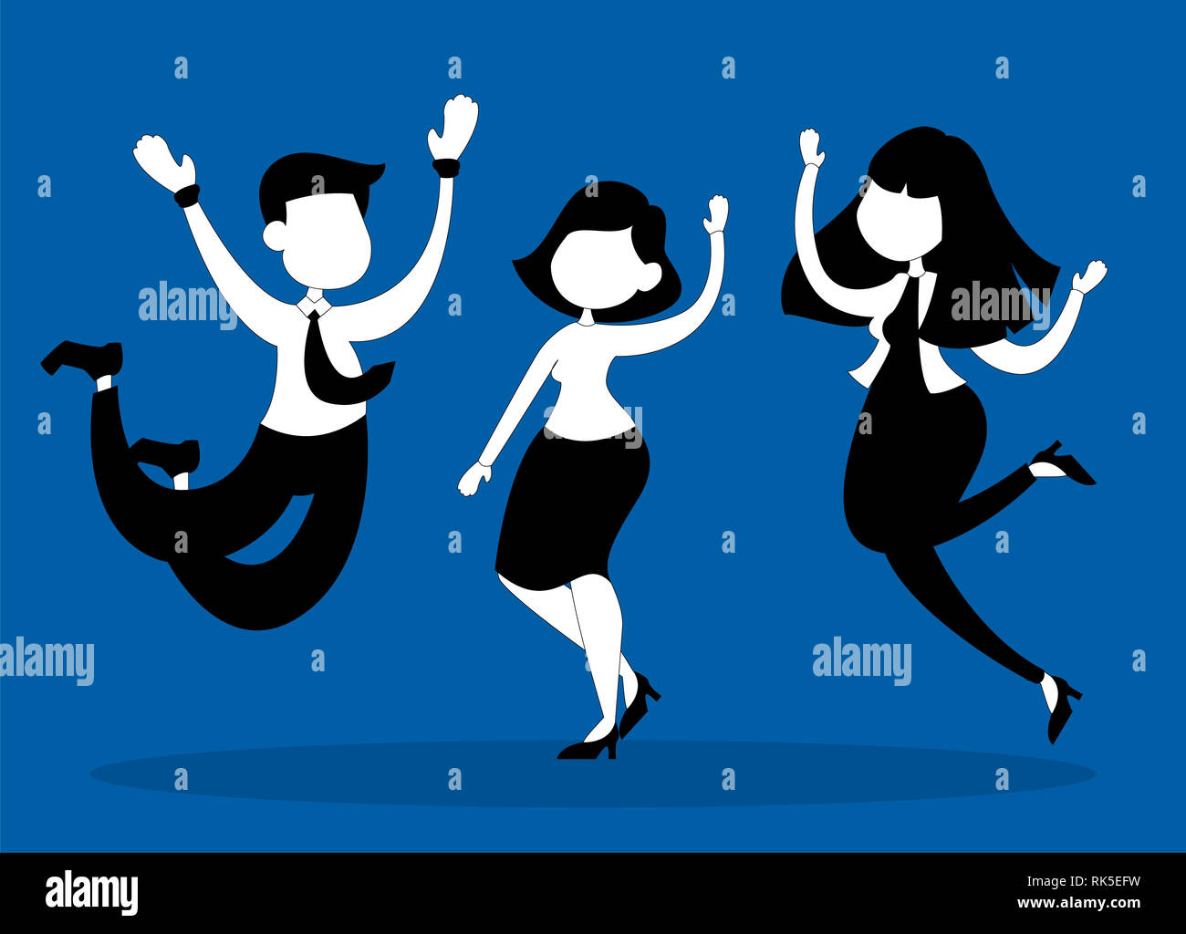 Happy business team in suit jump and celebrate work success. People ...