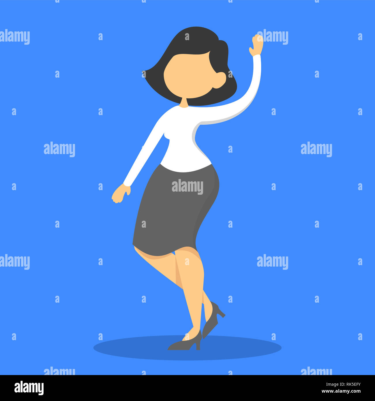 Beautiful businesswoman in suit standing and waving hand. Professional ...