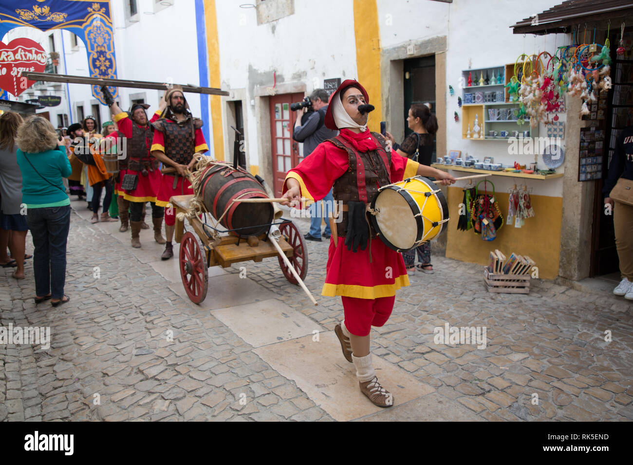 Festival in the Old walled city of Obidos, Portugal Stock Photo - Alamy