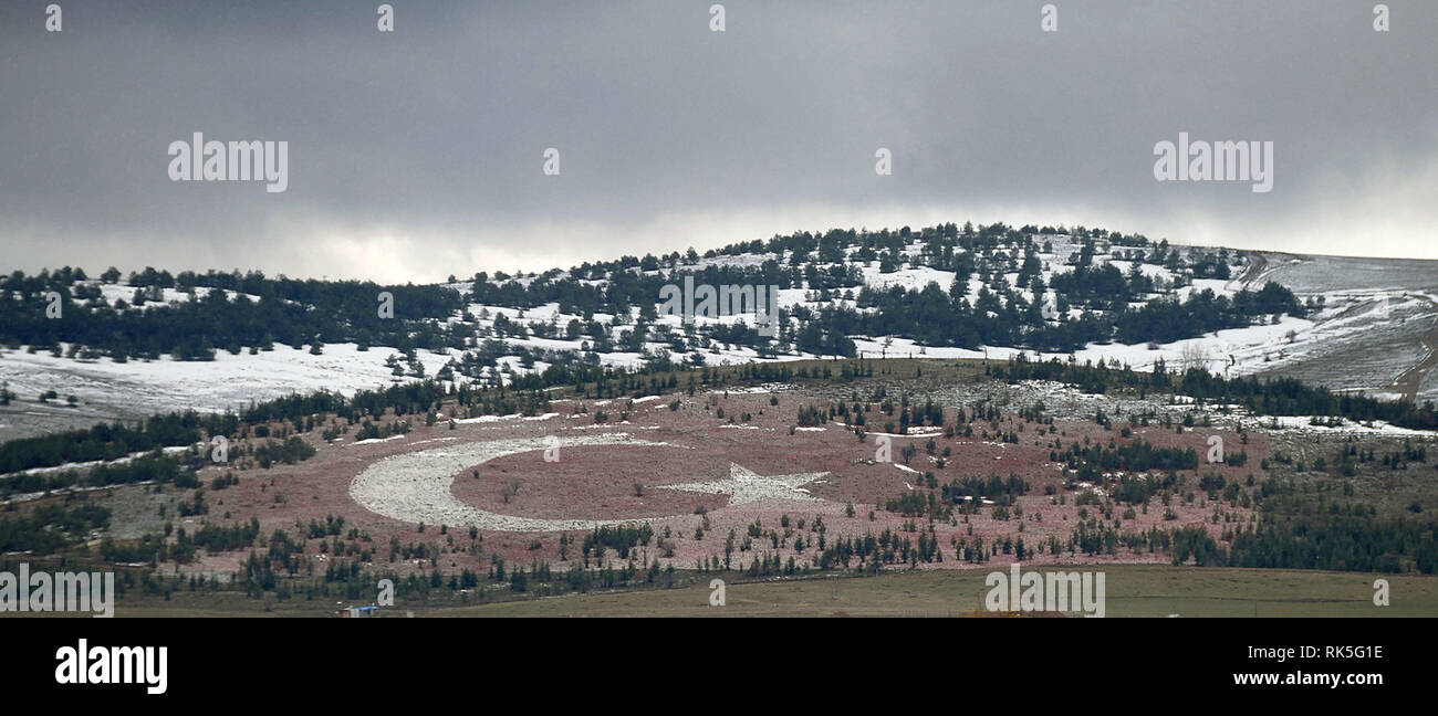giant turkish flag, built on a hill Stock Photo - Alamy