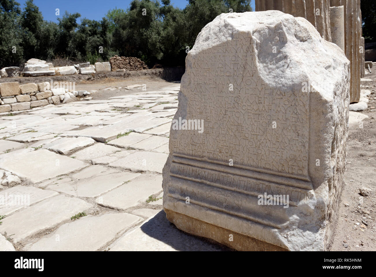 Architectural element with Greek inscriptions the area of the Palestra ...