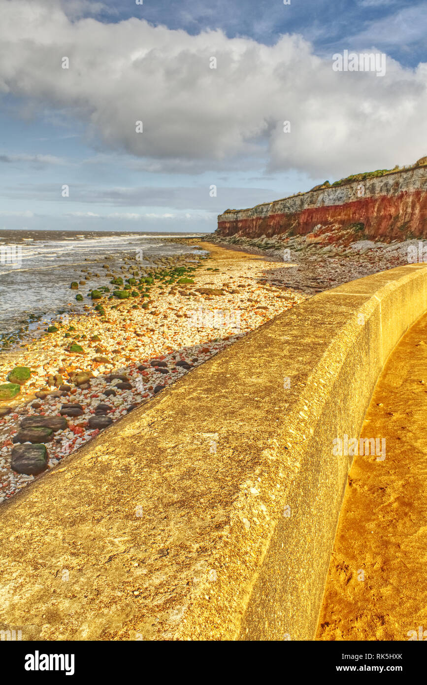 The cliffs at Hunstanton, Norfolk, England, UK seen from the sea wall ...