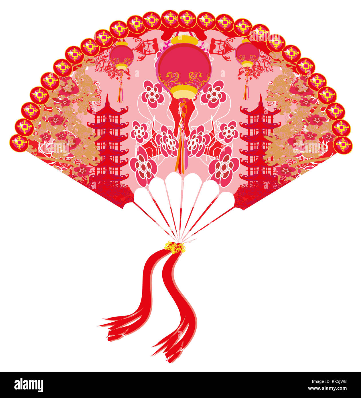 Chinese landscape and beautiful fan Stock Photo - Alamy