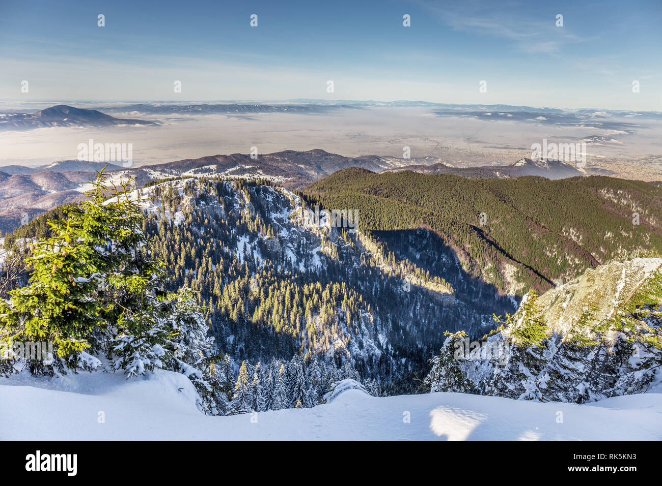 View from Postavarul peak, Brasov, Transylvania, Romania Stock Photo ...