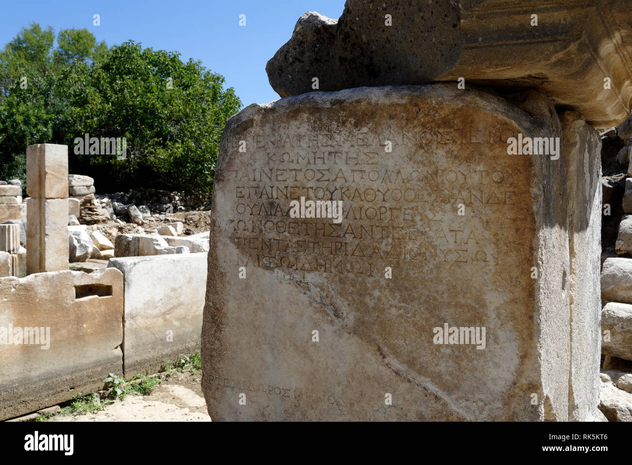 Greek inscriptions amongst the ruins of the stage - skene of the ...