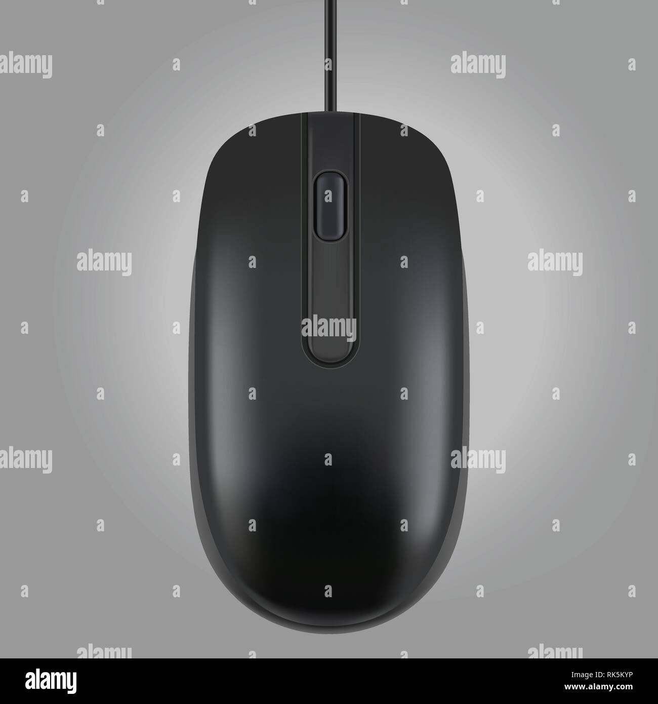 Computer black mouse isolated on gray background, vector illustration ...