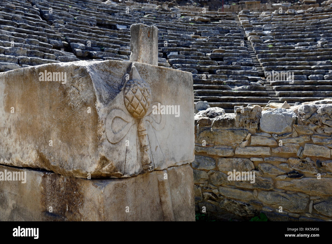 A carved Thyrsus, part of the decoration of the scene of the ...