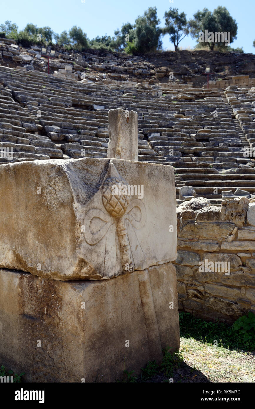 A carved Thyrsus, part of the decoration of the scene of the ...
