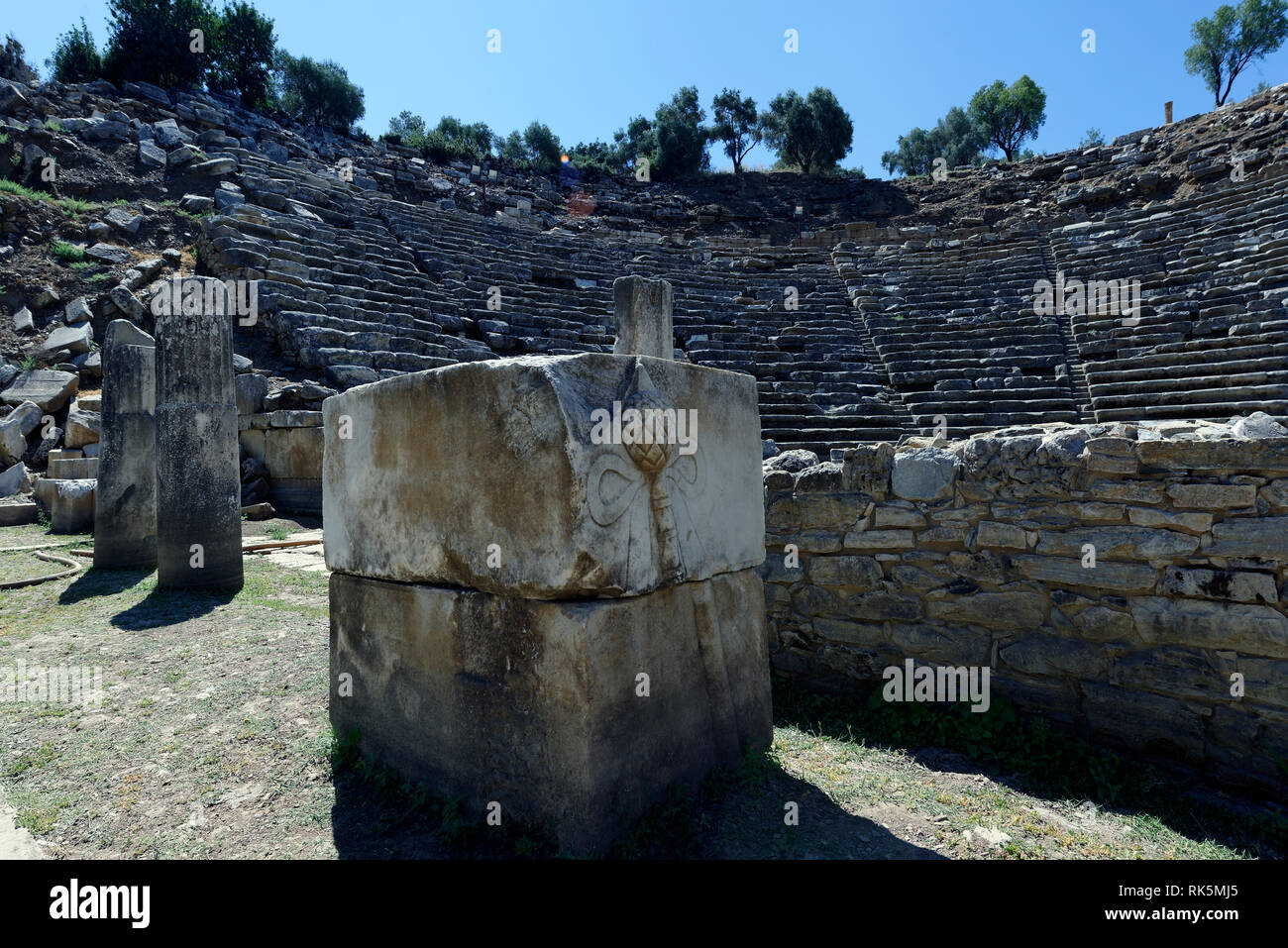 A carved Thyrsus, part of the decoration of the scene of the ...
