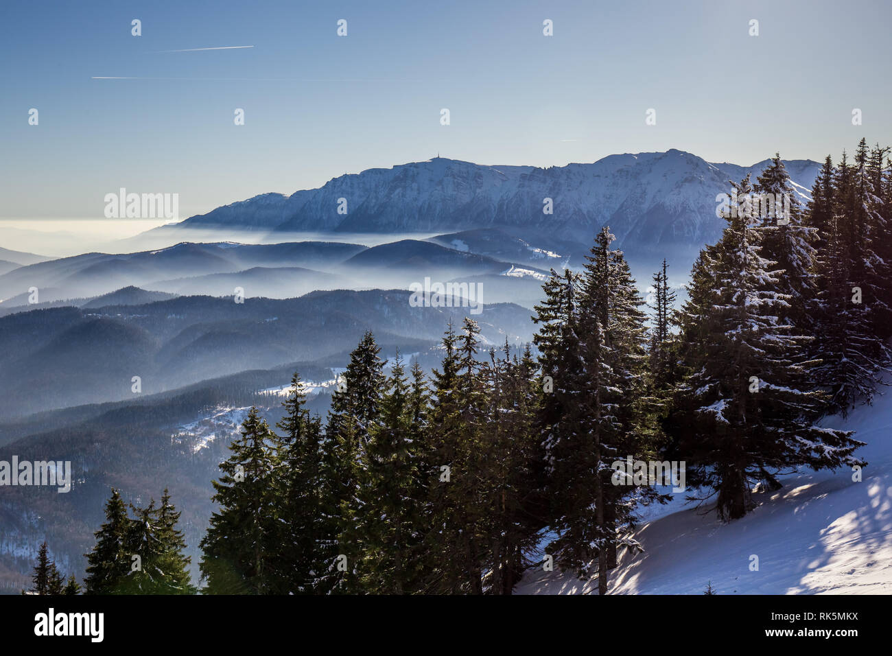 Bucegi mountains viewed from Postavarul peak, Brasov, Transylvania ...
