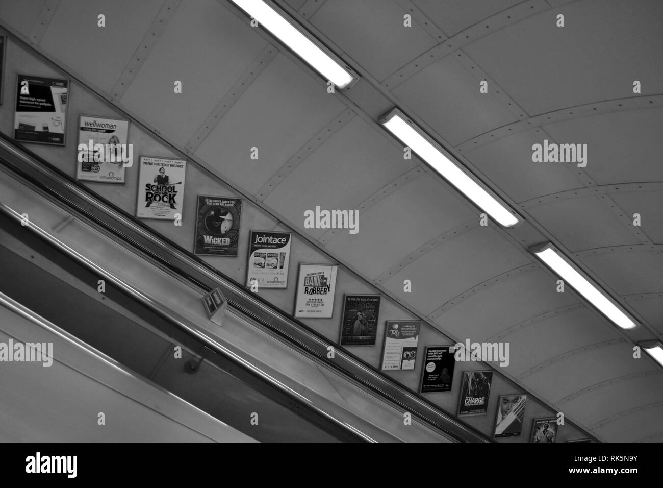 artistic perspective of London Underground interior escalators and ...