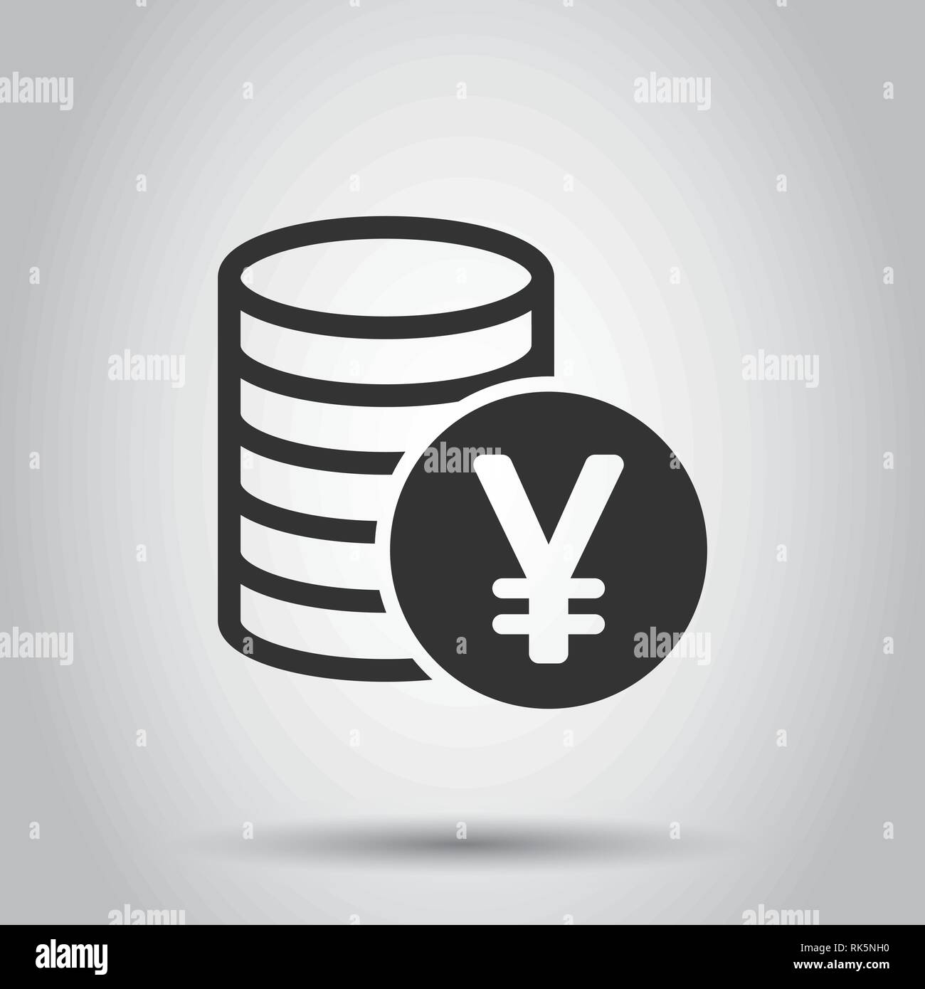 Yen, yuan money currency vector icon in flat style. Yen coin symbol ...