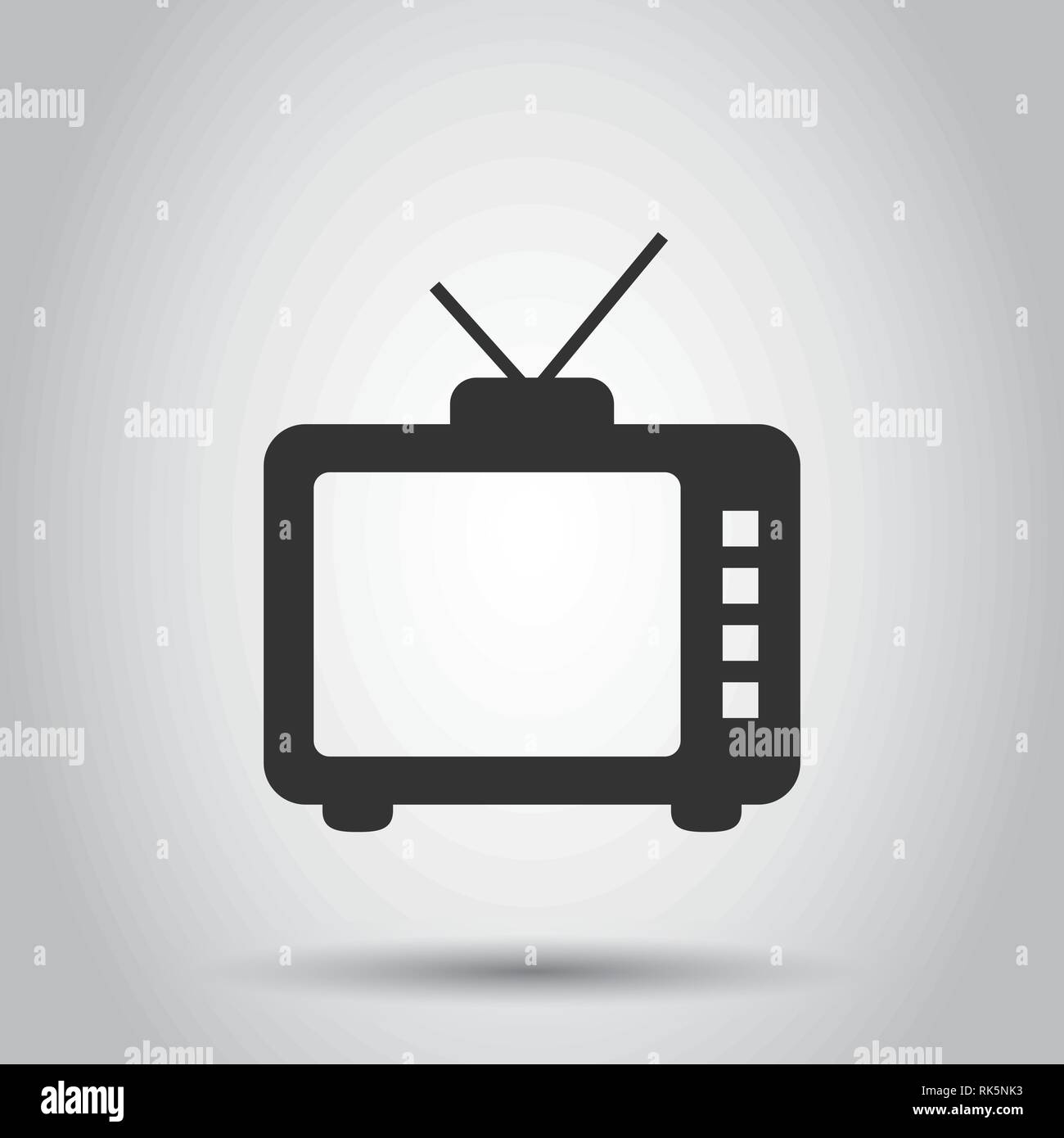 Retro tv screen vector icon in flat style. Old television illustration ...