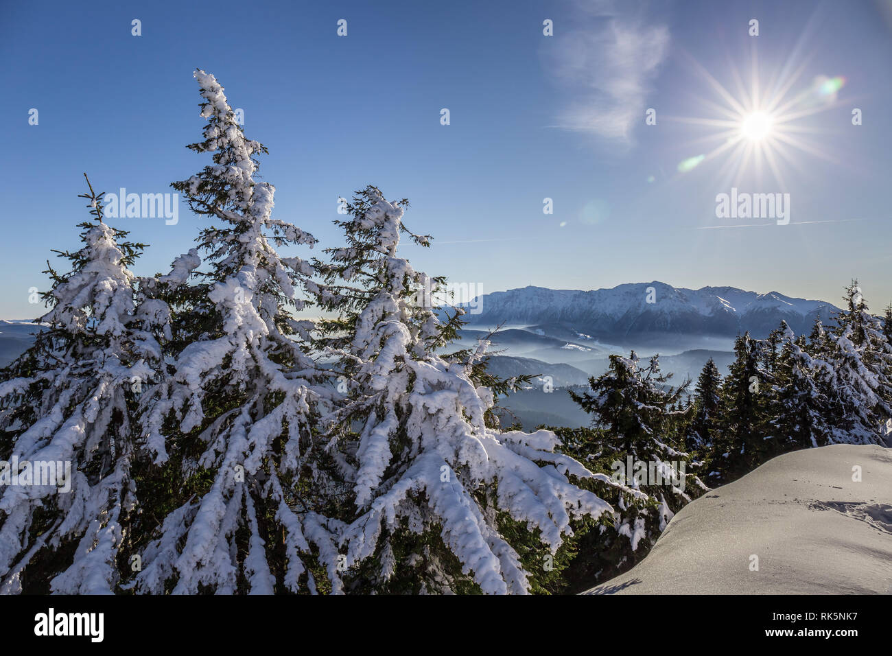 Bucegi mountains viewed from Postavarul peak, Brasov, Transylvania ...