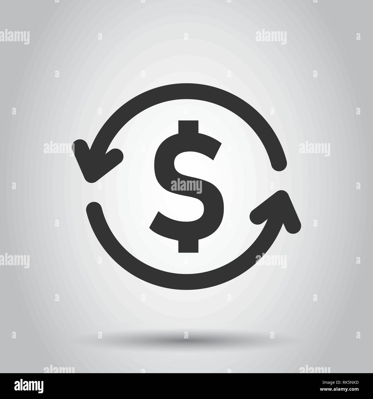 Money dollar with arrow icon in flat style. Exchange rate money ...