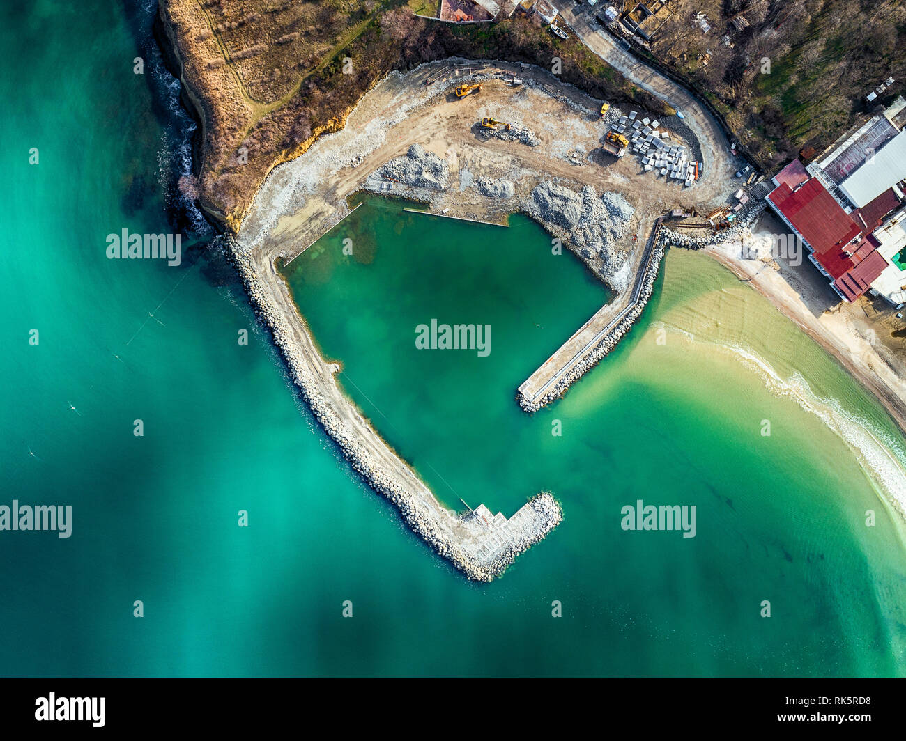 Building a new breakwater in Kraimorie Burgas Stock Photo - Alamy