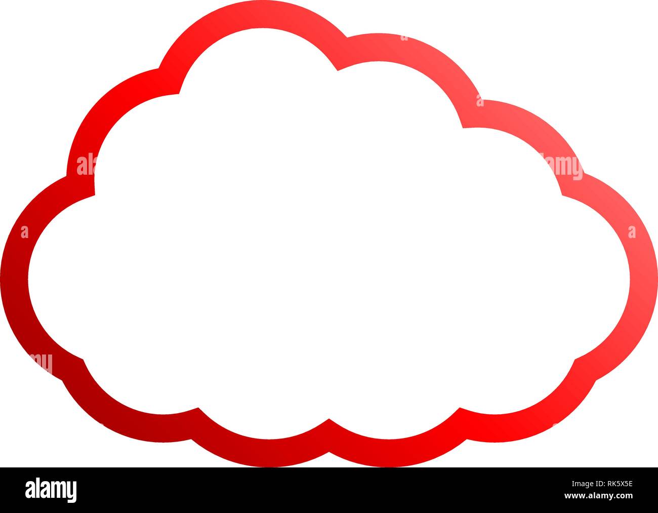 Cloud symbol icon - red gradient outline, isolated - vector ...