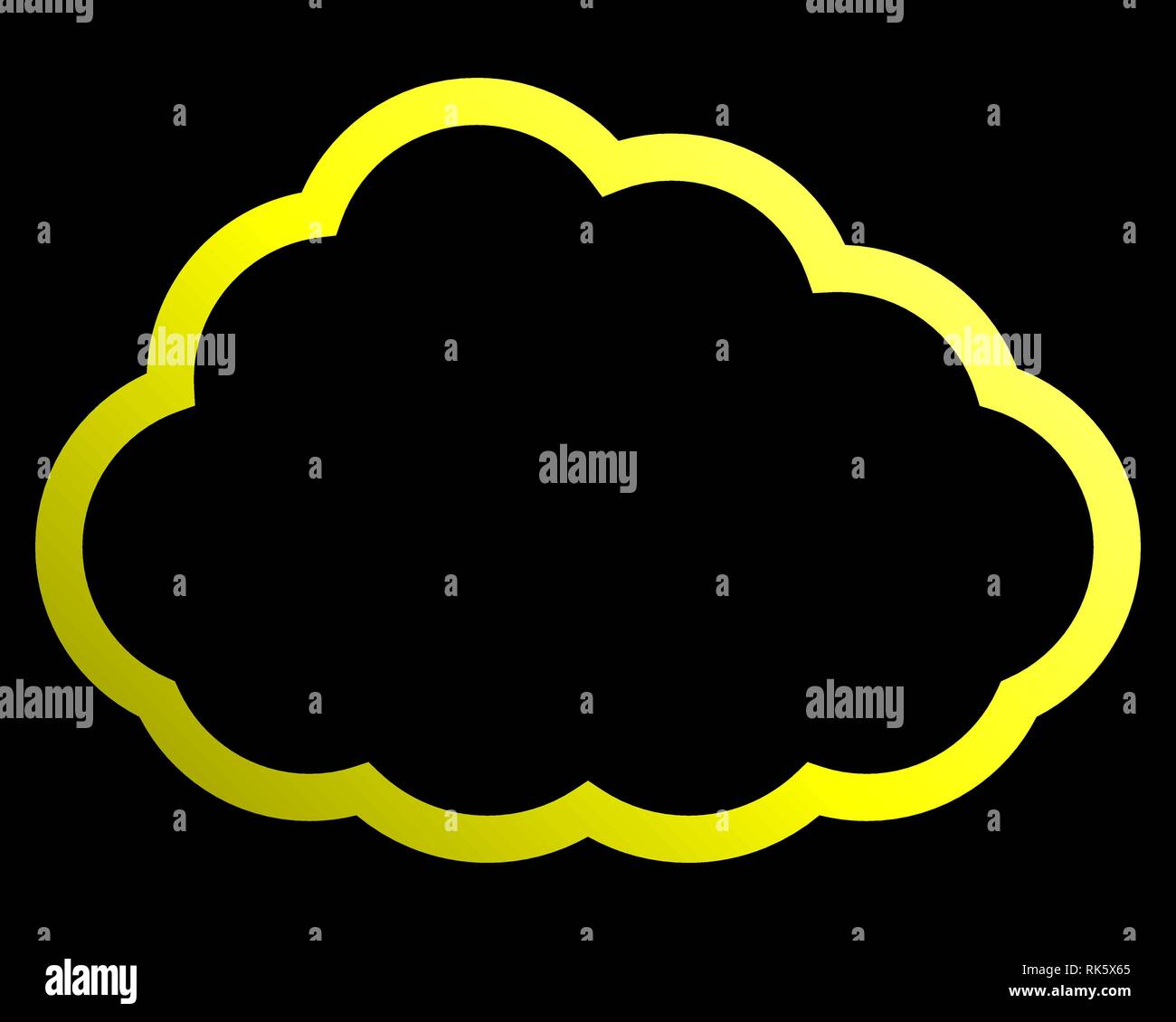 Cloud symbol icon - yellow gradient outline, isolated - vector ...