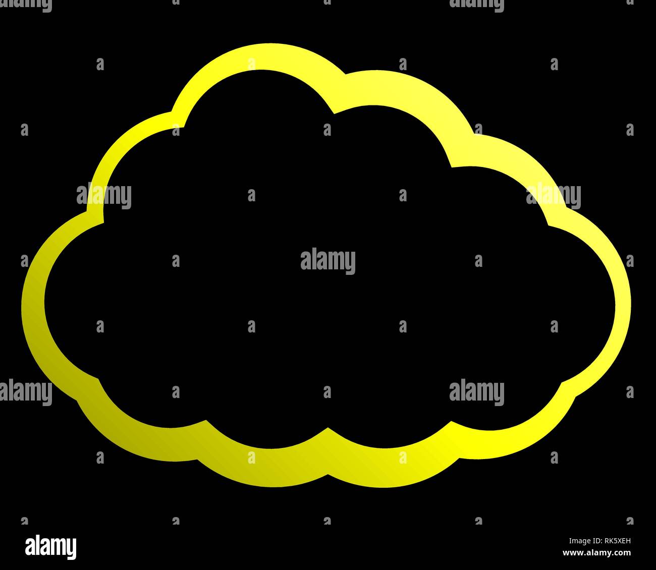 Cloud symbol icon - yellow gradient outline, isolated - vector ...