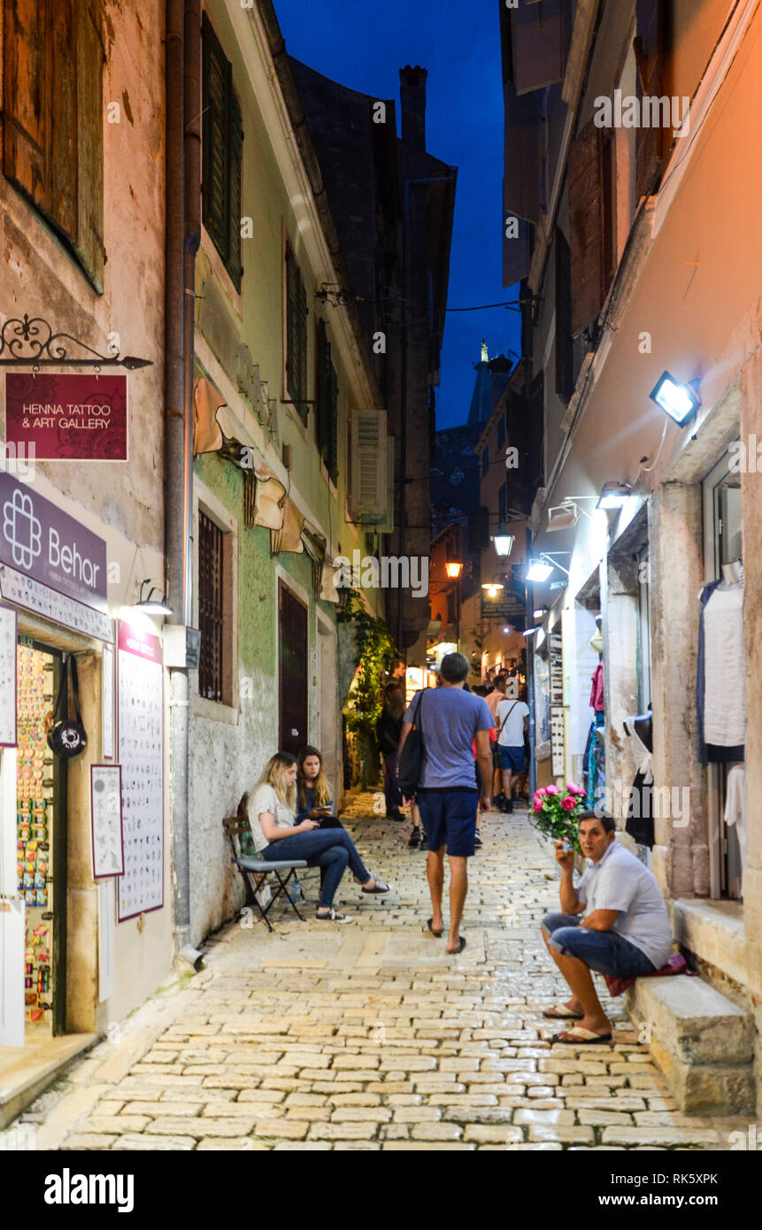 Nightlife in Rovijn, Croatia Stock Photo - Alamy
