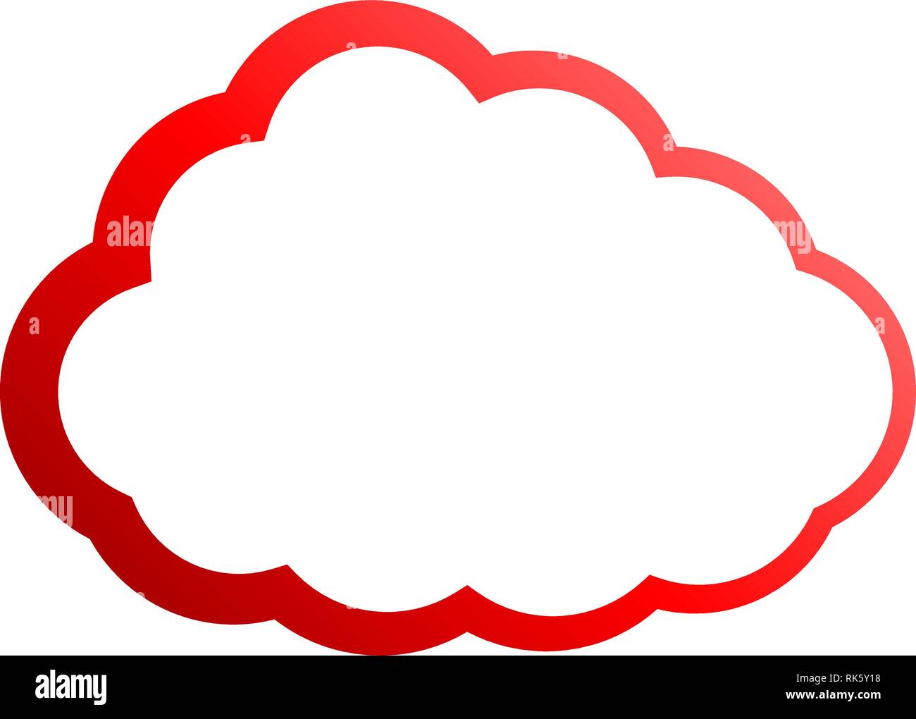 Cloud symbol icon - red gradient outline, isolated - vector ...