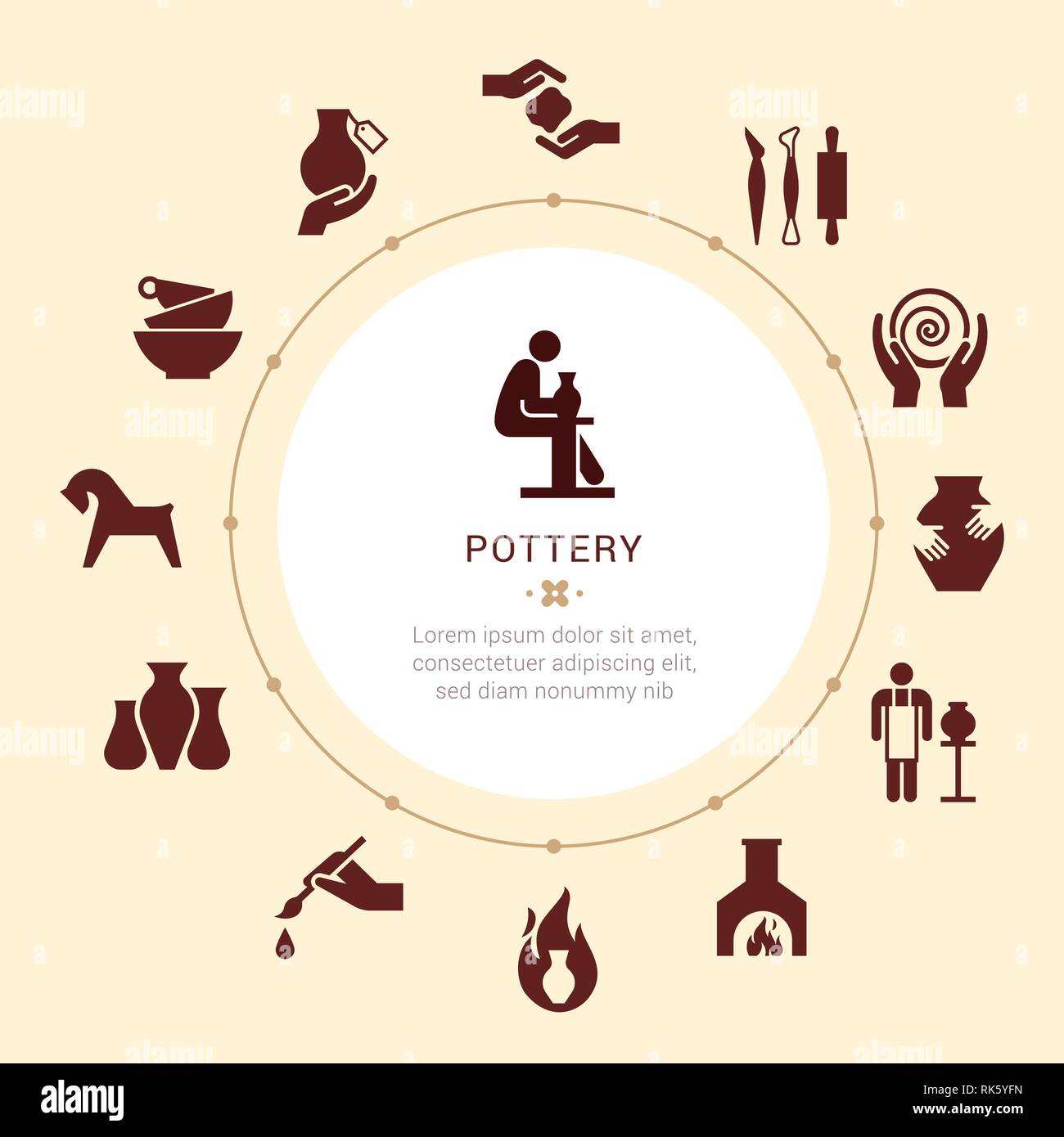 Pottery isolated line icons and vector illustration. Ceramic dishes set ...