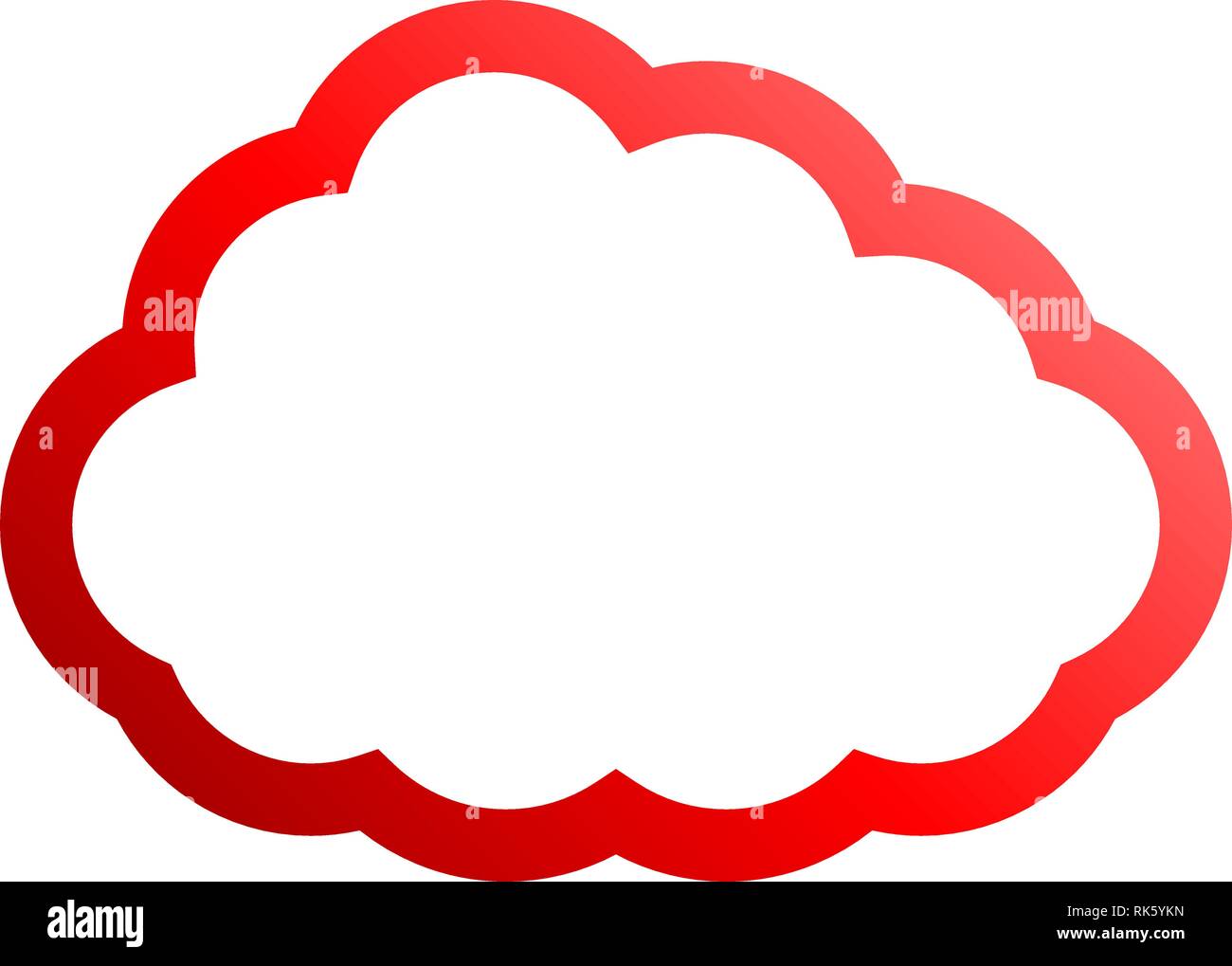 Cloud symbol icon - red gradient outline, isolated - vector ...