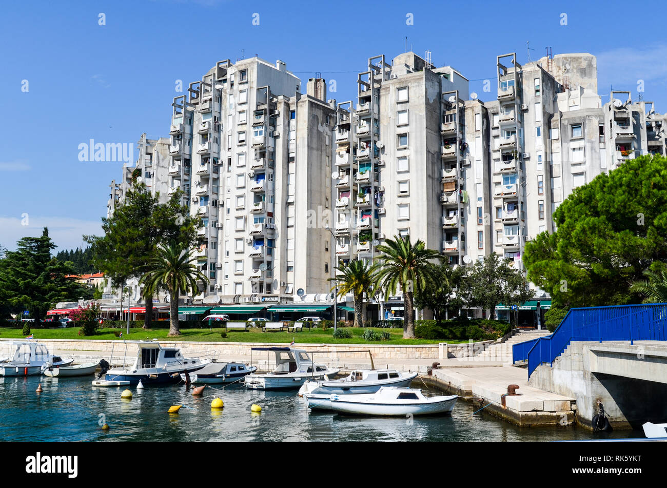 Seaside apartment towers in the coastal town of Ploce (Ploče), Croatia ...