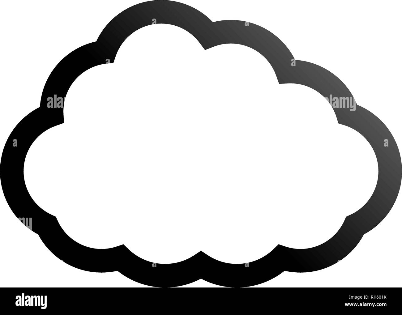 Cloud symbol icon - black gradient outline, isolated - vector ...
