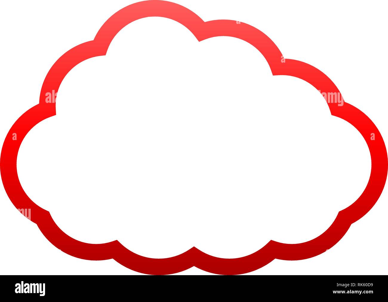 Cloud symbol icon - red gradient outline, isolated - vector ...