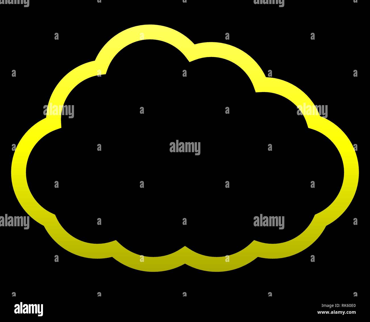 Cloud symbol icon - yellow gradient outline, isolated - vector ...