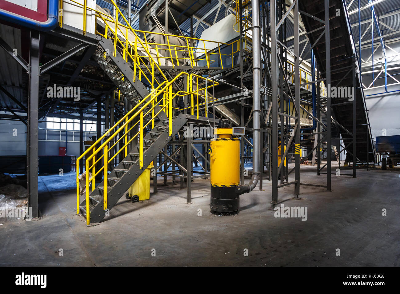 Modern waste recycling processing plant. Separate garbage collection ...