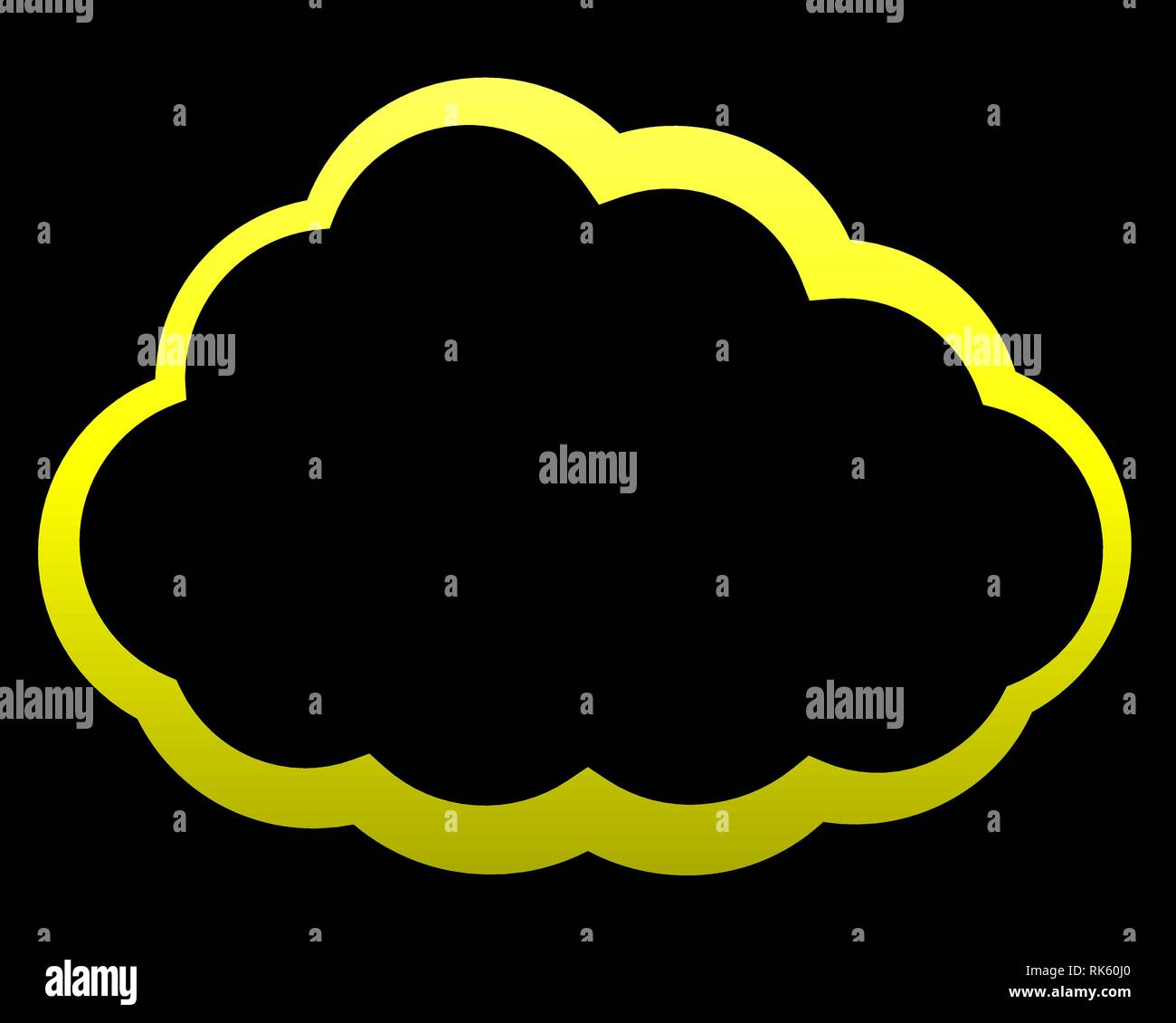 Cloud symbol icon - yellow gradient outline, isolated - vector ...