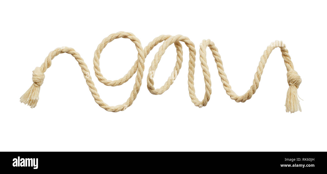 Twisted beige cotton rope isolated on white Stock Photo - Alamy