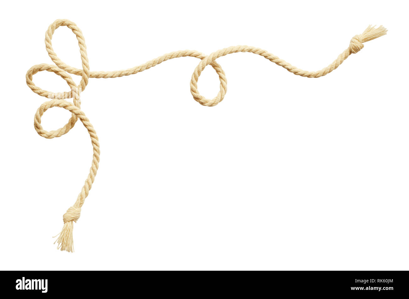 Twisted beige cotton rope corner isolated on white Stock Photo - Alamy