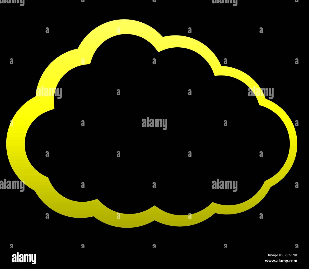 Cloud symbol icon - yellow gradient outline, isolated - vector ...