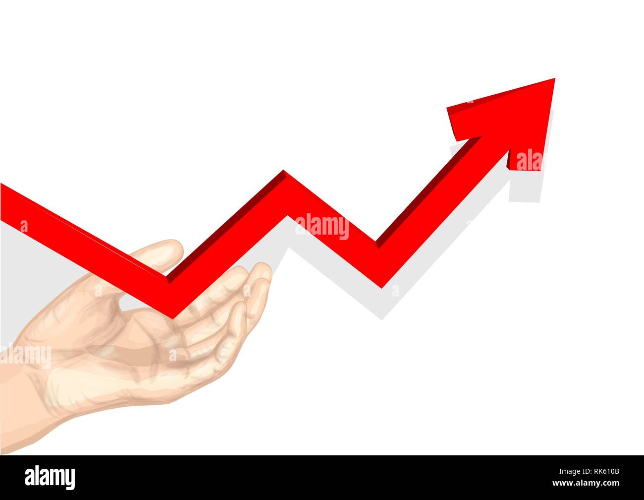 stylized graph. hand supports the red arrow Stock Vector Image & Art ...