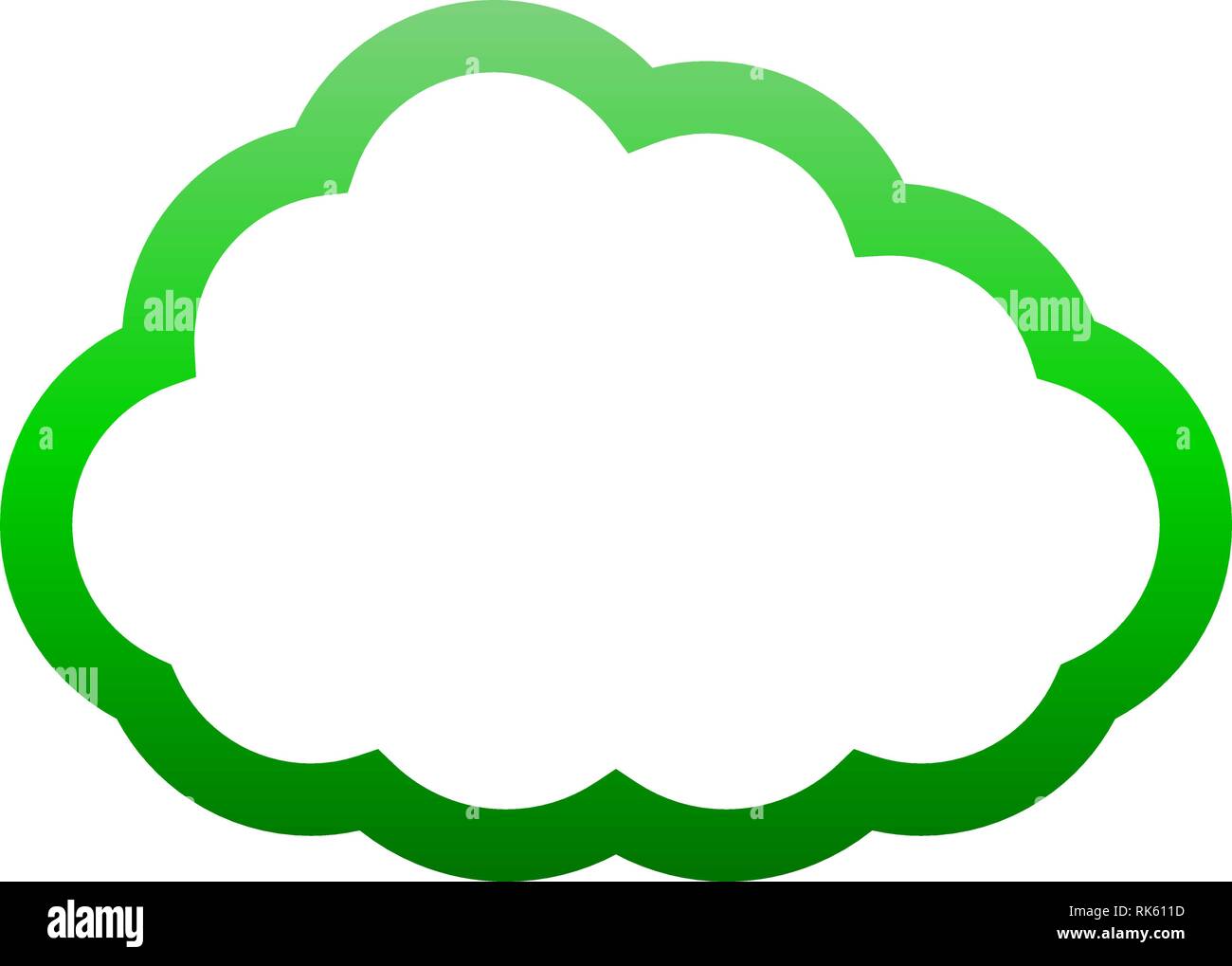 Cloud symbol icon - green gradient outline, isolated - vector ...