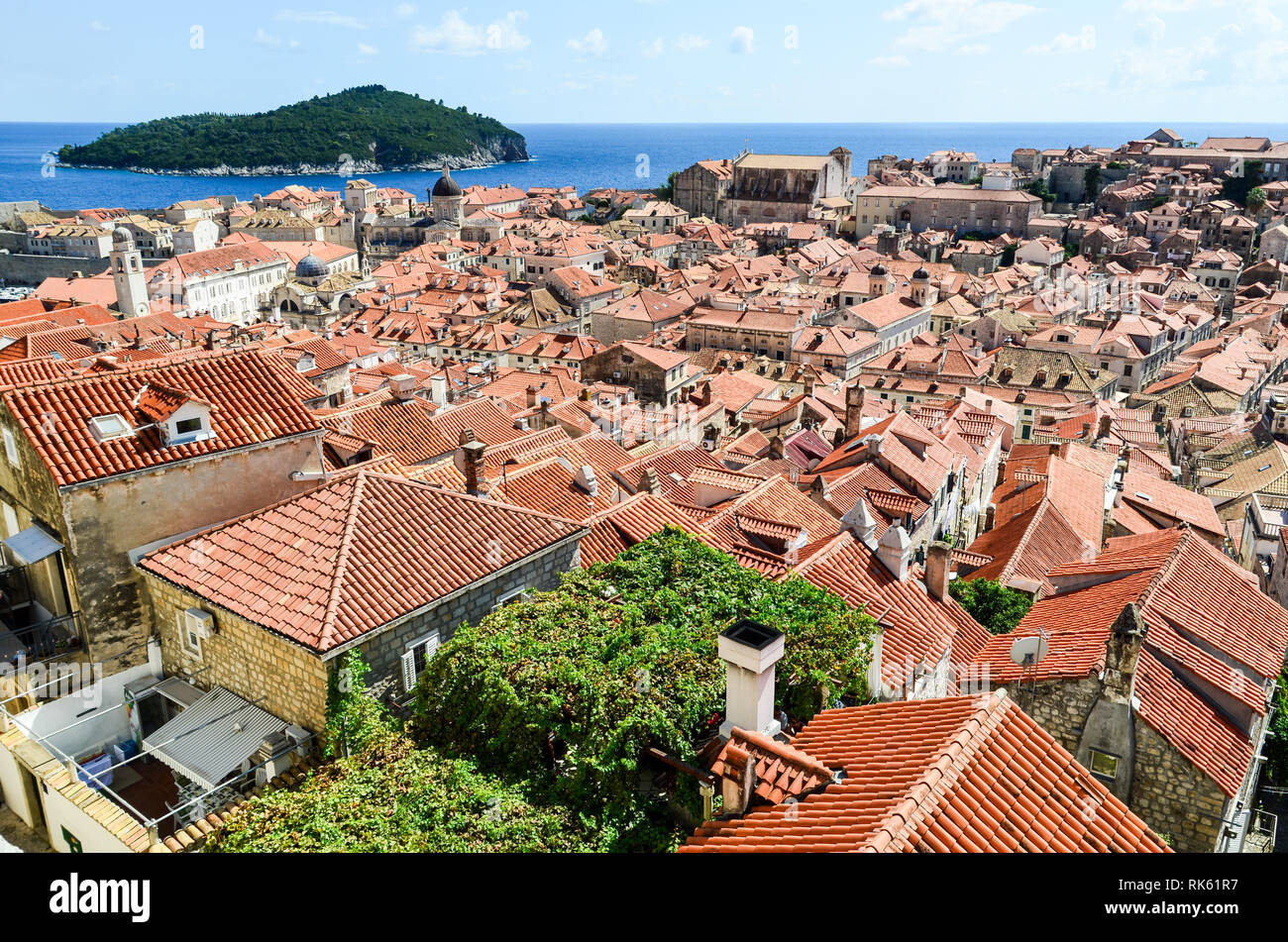 Roofs of the old city of Dubrovnik, Croatia, a UNESCO heritage site ...