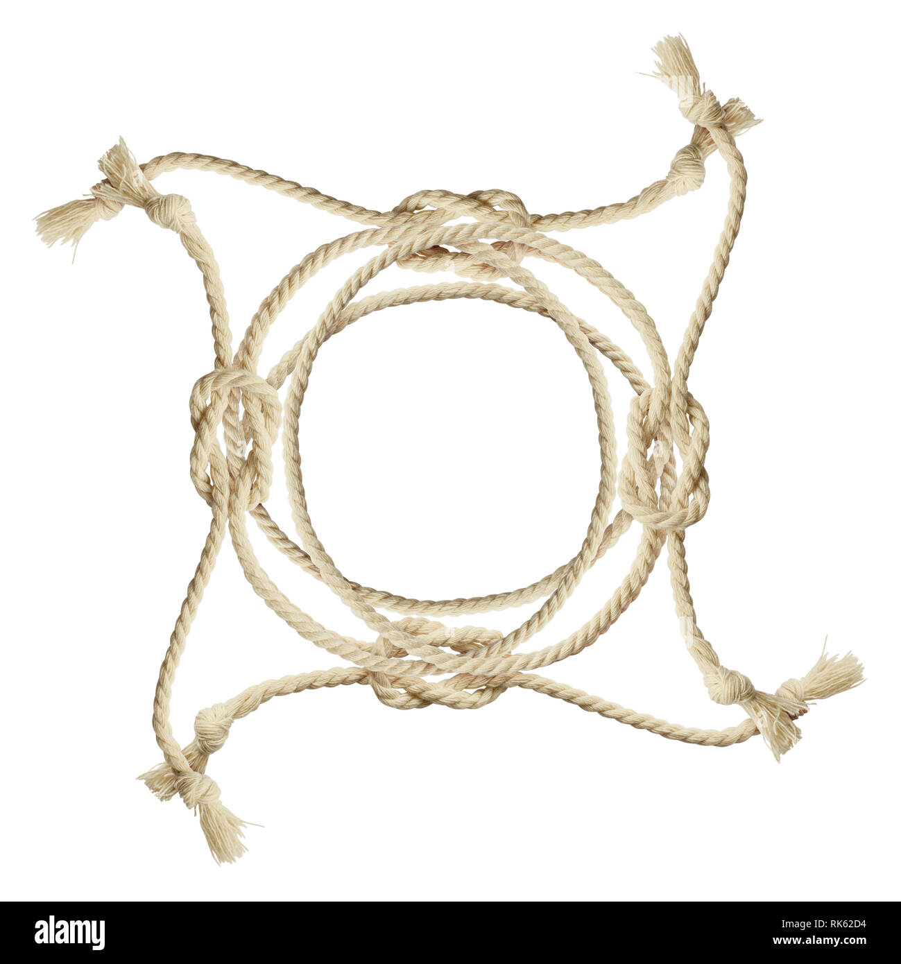 Beige cotton rope square frame isolated on white Stock Photo - Alamy
