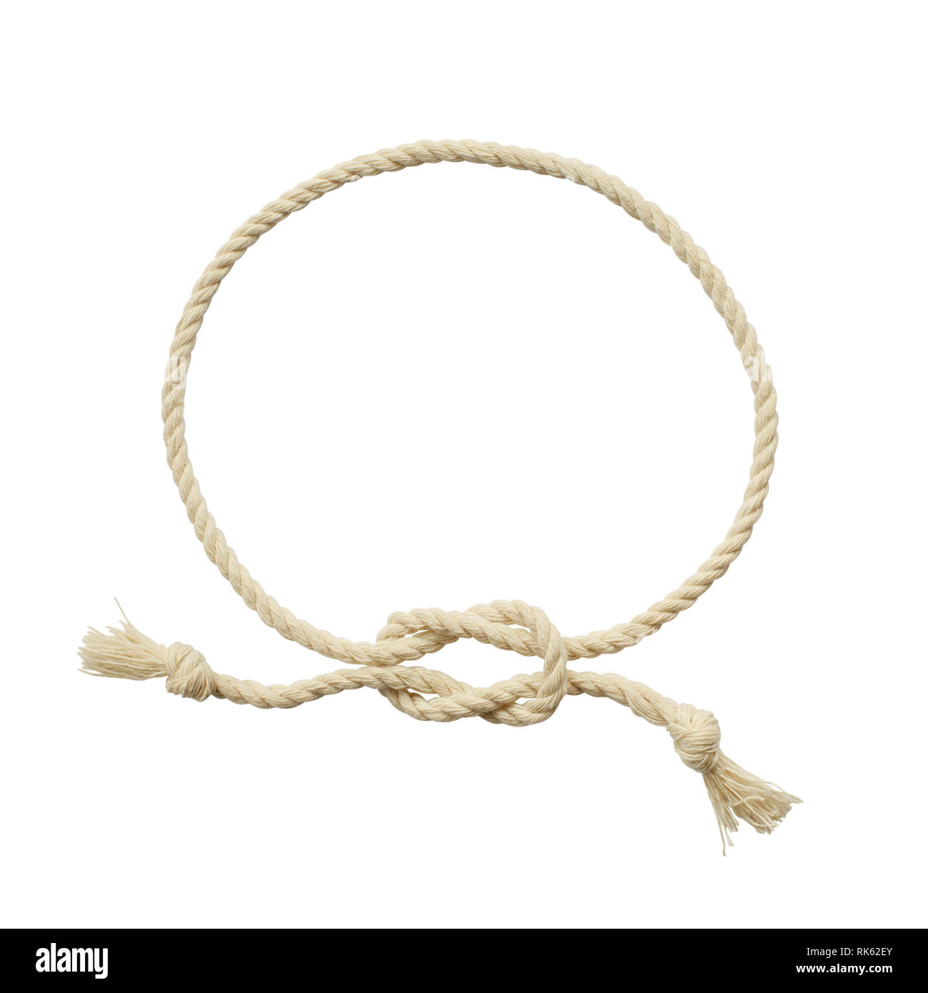 Beige cotton rope round frame and a knot isolated on white Stock Photo ...