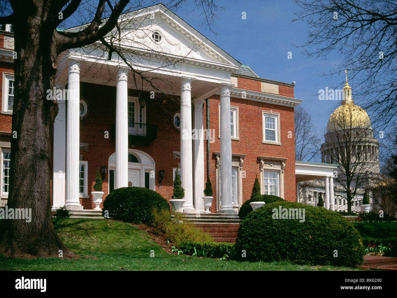 West Virginia Governors's Mansion with the State Capitol in the ...