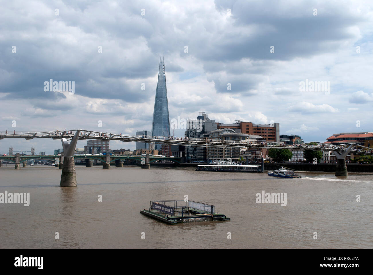 The Shard and the Millennium Bridge in London Stock Photo - Alamy