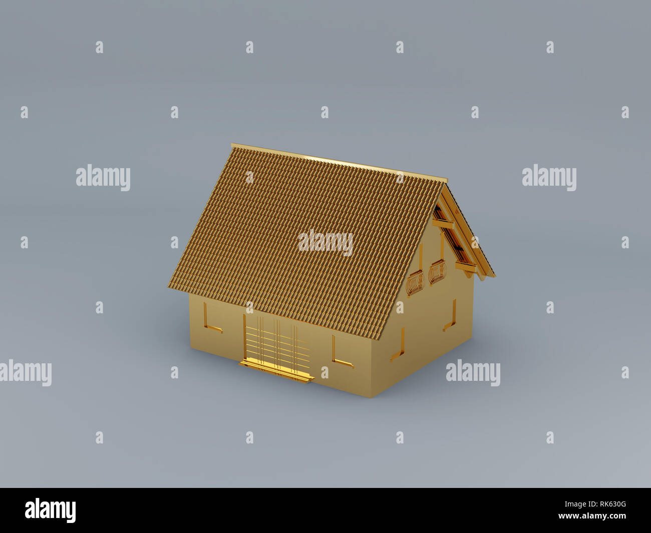 High resolution image gold house. 3d illustration over grey backgrounds ...