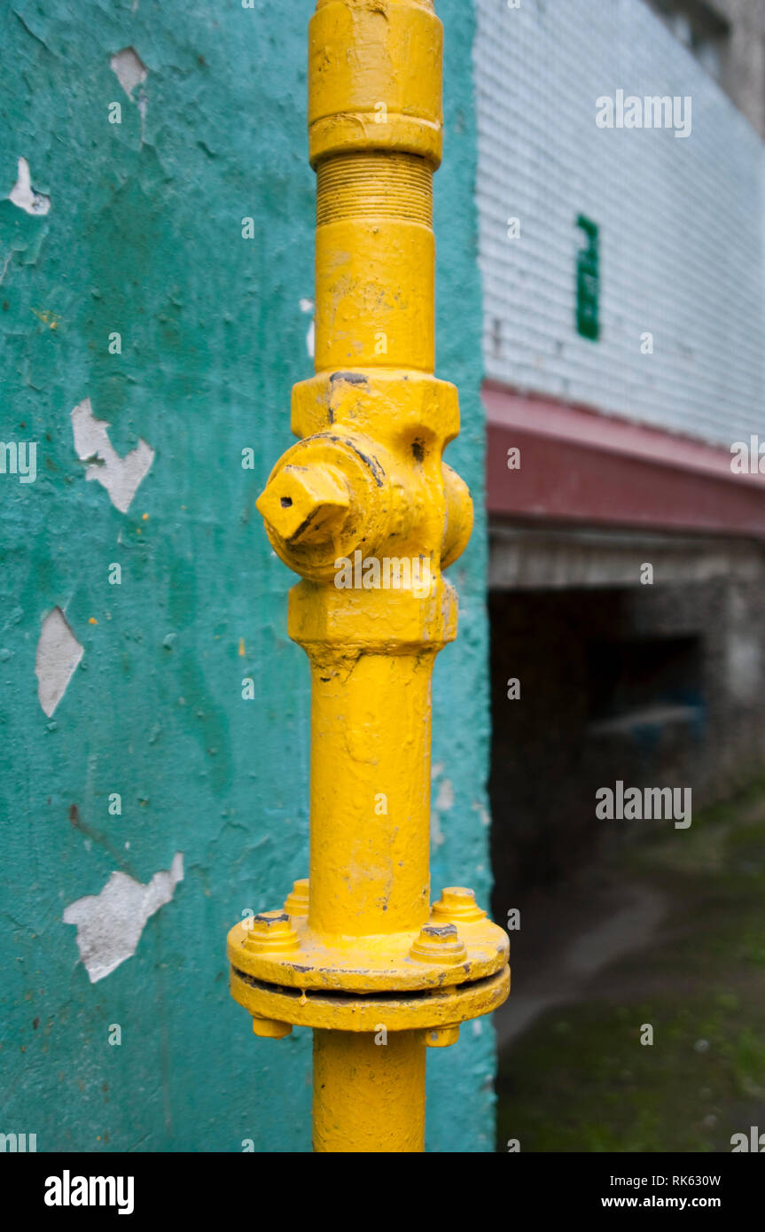 Gas pipe on a house wall. High resolution image Stock Photo - Alamy
