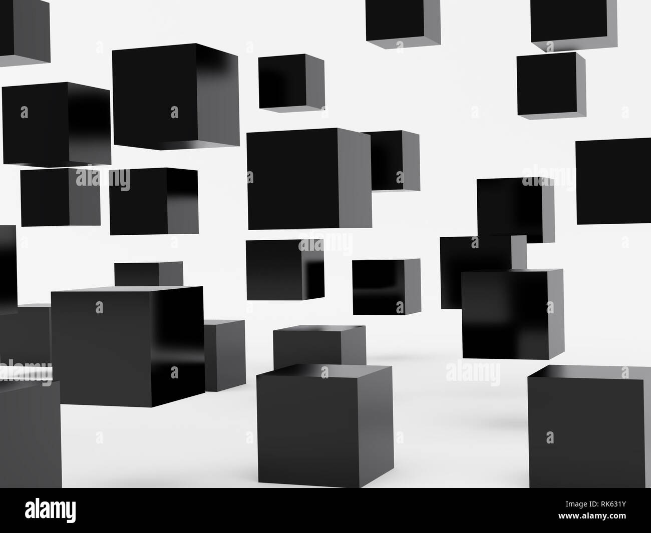 Falling cubes of black colour. High resolution image. 3d illustration ...